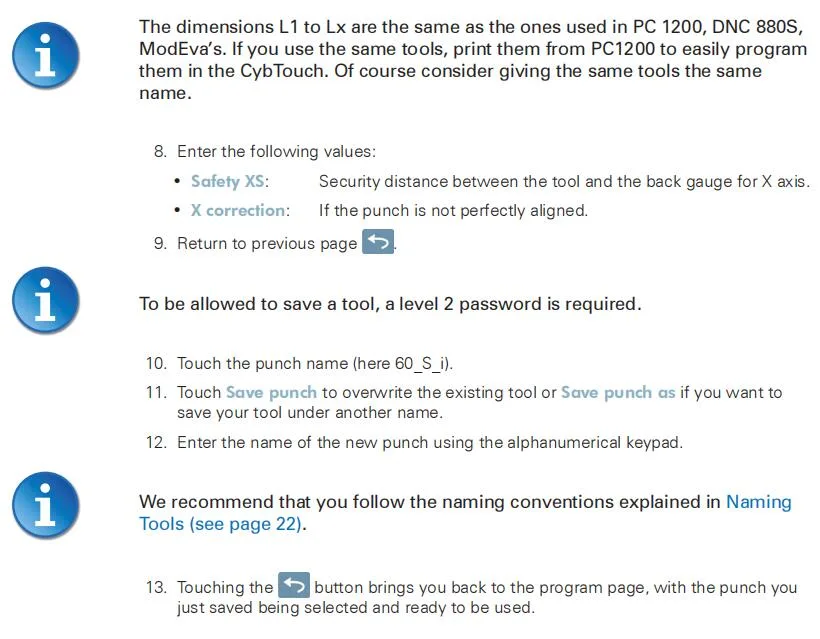 CNC press brake CybTouch 12 controller manual